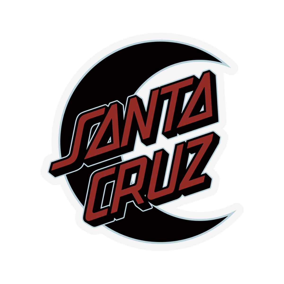 Santa Cruz Empty Moon Clear Mylar Sticker - Light Blue/Maroon 4" x 4.75 ...