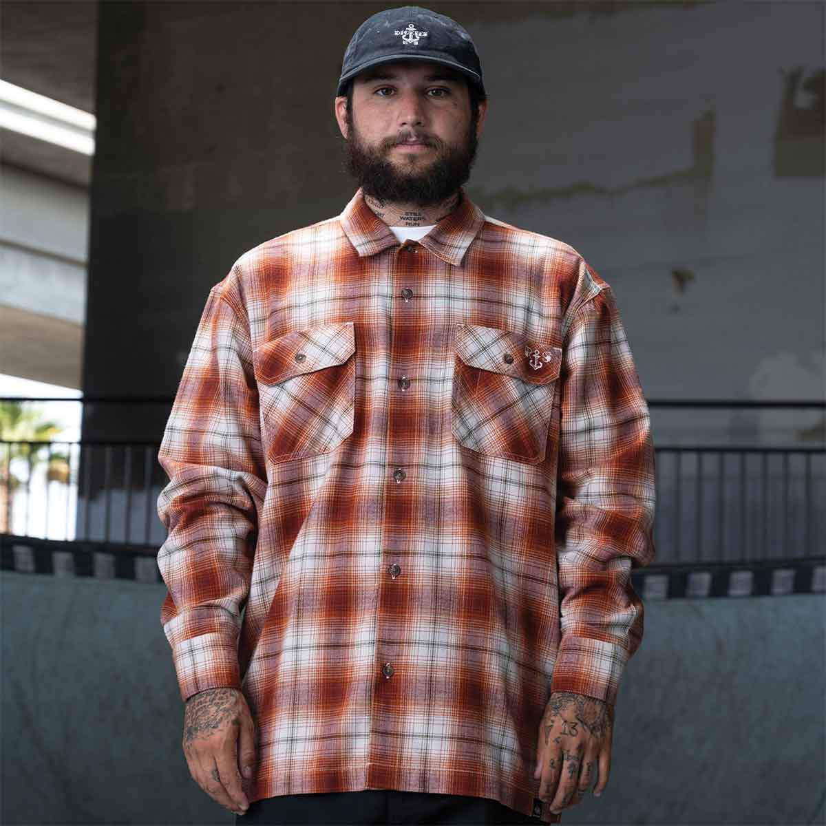 Dickies Skate Ronnie Sandoval Brushed Flannel Shirt - Burnt Ombre Plaid ...