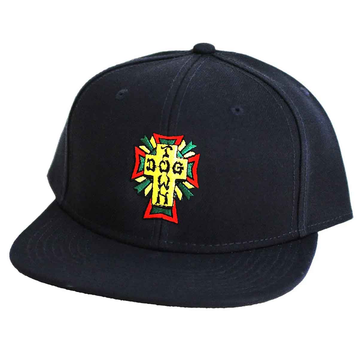 Dogtown Skateboards Cross Logo Rasta Snapback Hat - Black | SoCal Skateshop