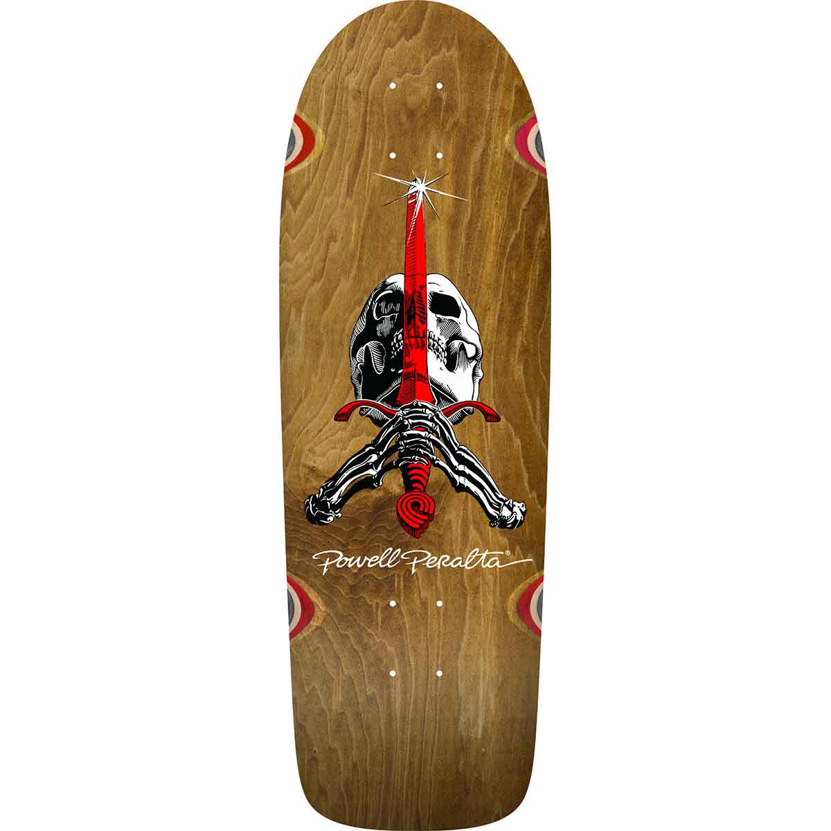 Powell Peralta Ray Rodriguez OG Skull & Sword Re-Issue Skateboard Deck - Brown Stain 10x30 ...