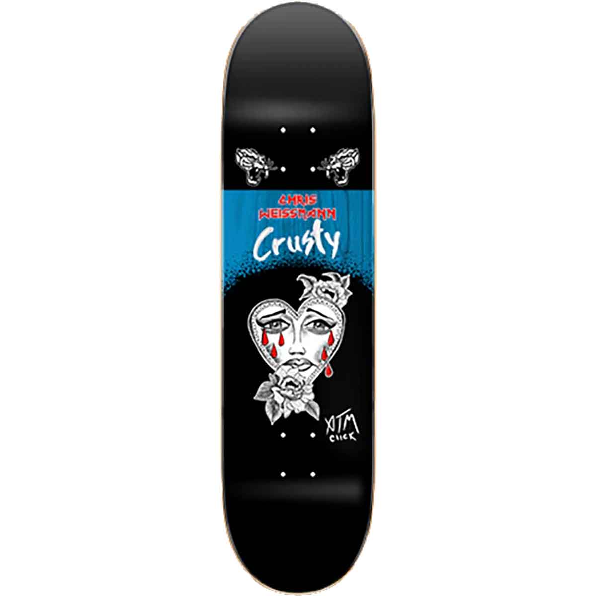 ATM Click Chris Weissmann Heart Skateboard Deck - Blue Stain 8.5x32.25 ...