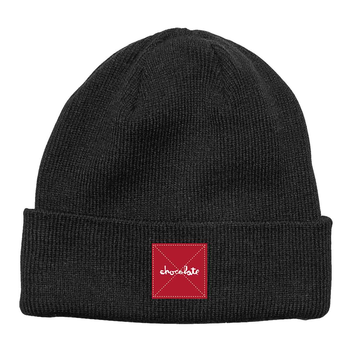Chocolate Skateboards Square Label Tight Cuff Beanie - Black/Red ...