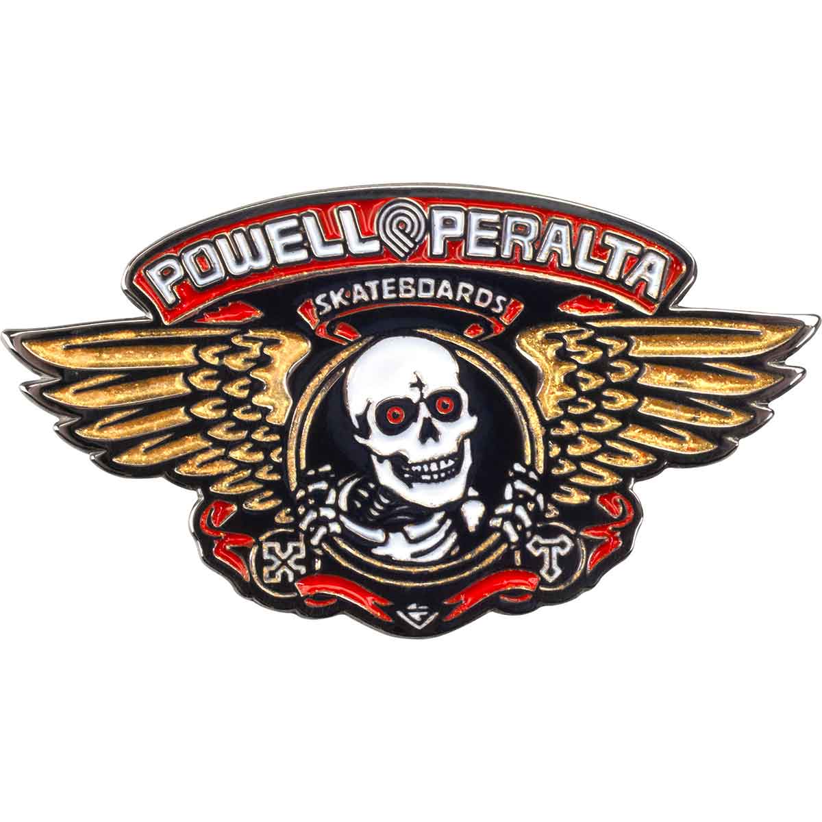 Powell Peralta Winged Rippe Lapel Pin - 1.75" Red/Metallic Gold | SoCal ...